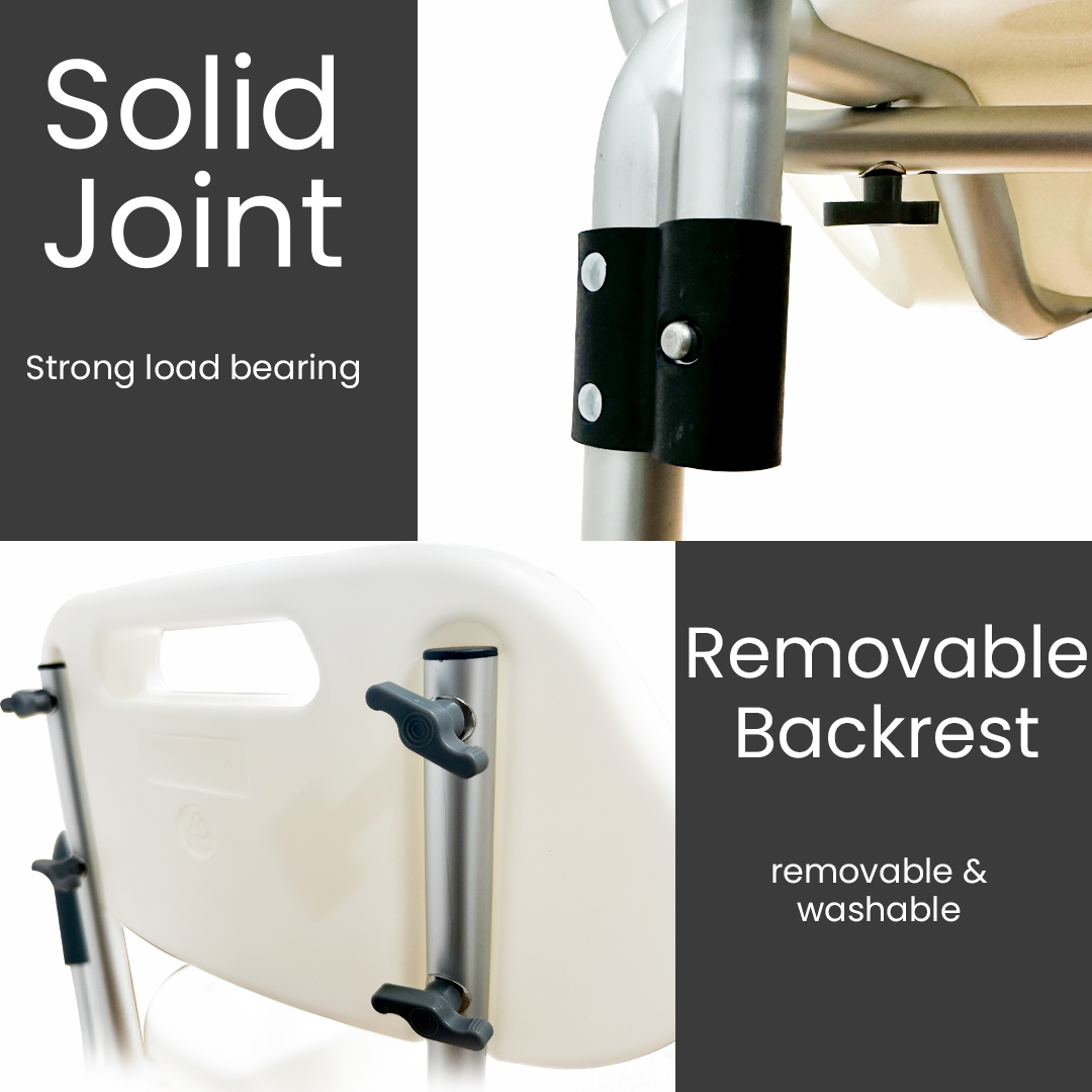 Shower Chair with U-shape Seat for thorough cleaning and safety.